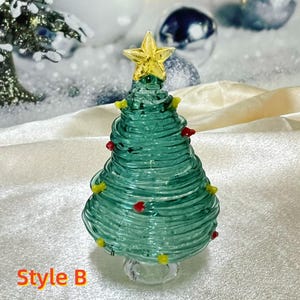 Handmade Stained Glass Christmas Tree Statue, Illuminated Crystal Xmas ...
