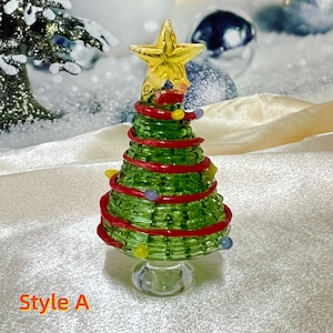 Handmade Stained Glass Christmas Tree Statue, Illuminated Crystal Xmas ...