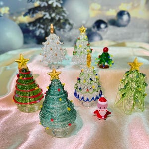 Handmade Stained Glass Christmas Tree Statue, Illuminated Crystal Xmas ...