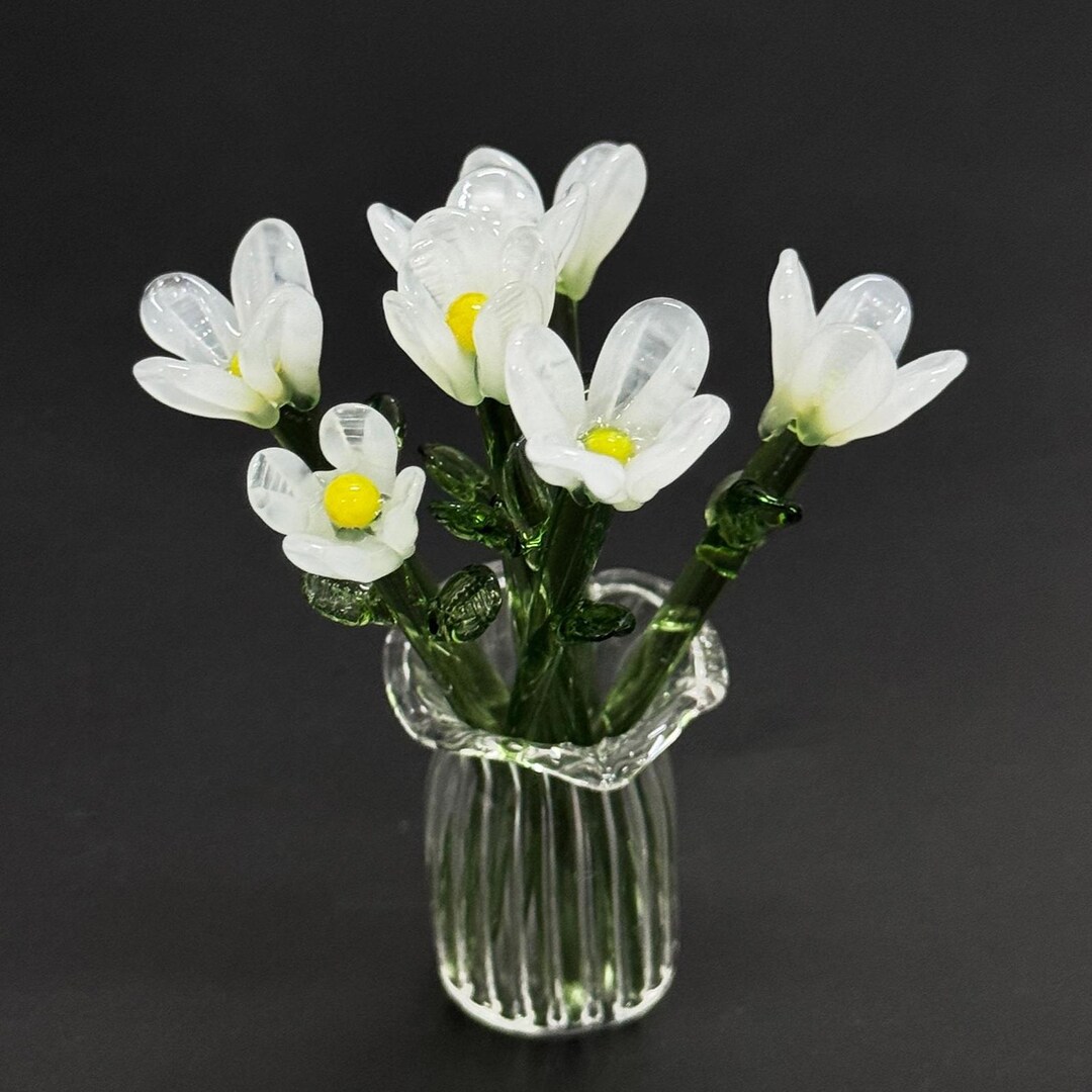Handmade Stained Mini Glass Flowers Bouquet,glass Flowers in Vase ...