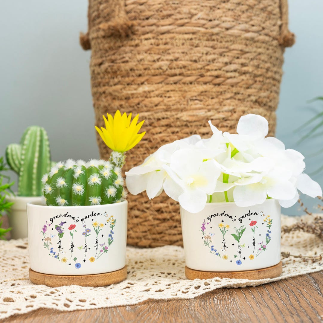 Personalized Birth Month Flower Plant Pot,grandma's Garden Mini Plant ...