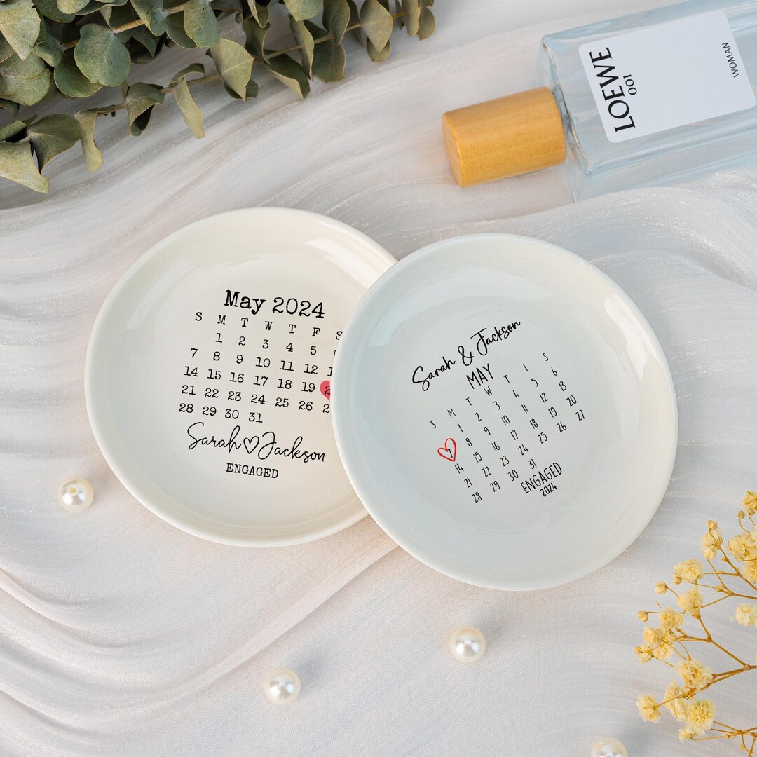 Personalised Married Calendar Date Ring Dish,engagement Trinket Dish ...