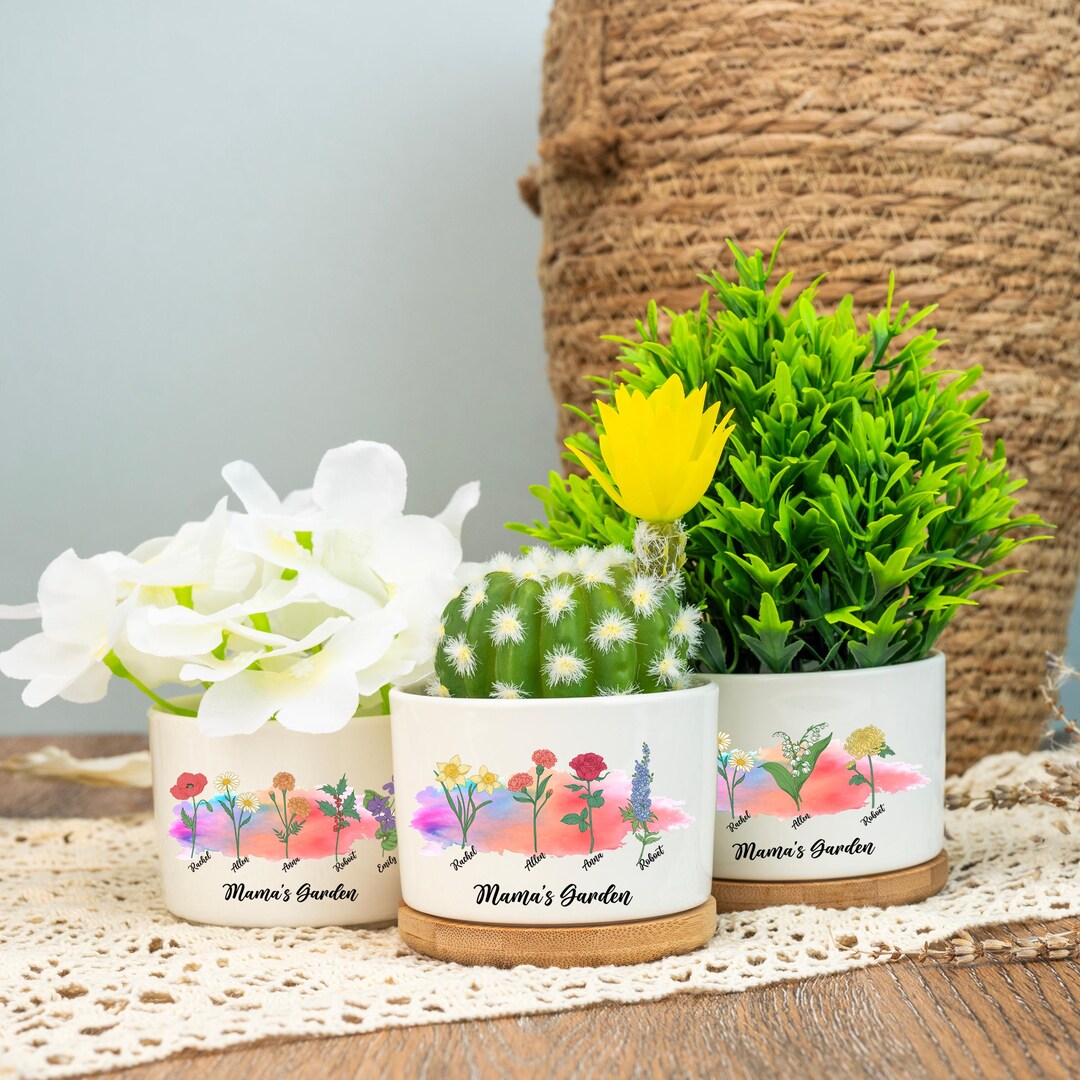 Custom Ceramic Mini Flower Pot,birth Month Flower Plant Pot,mother's ...