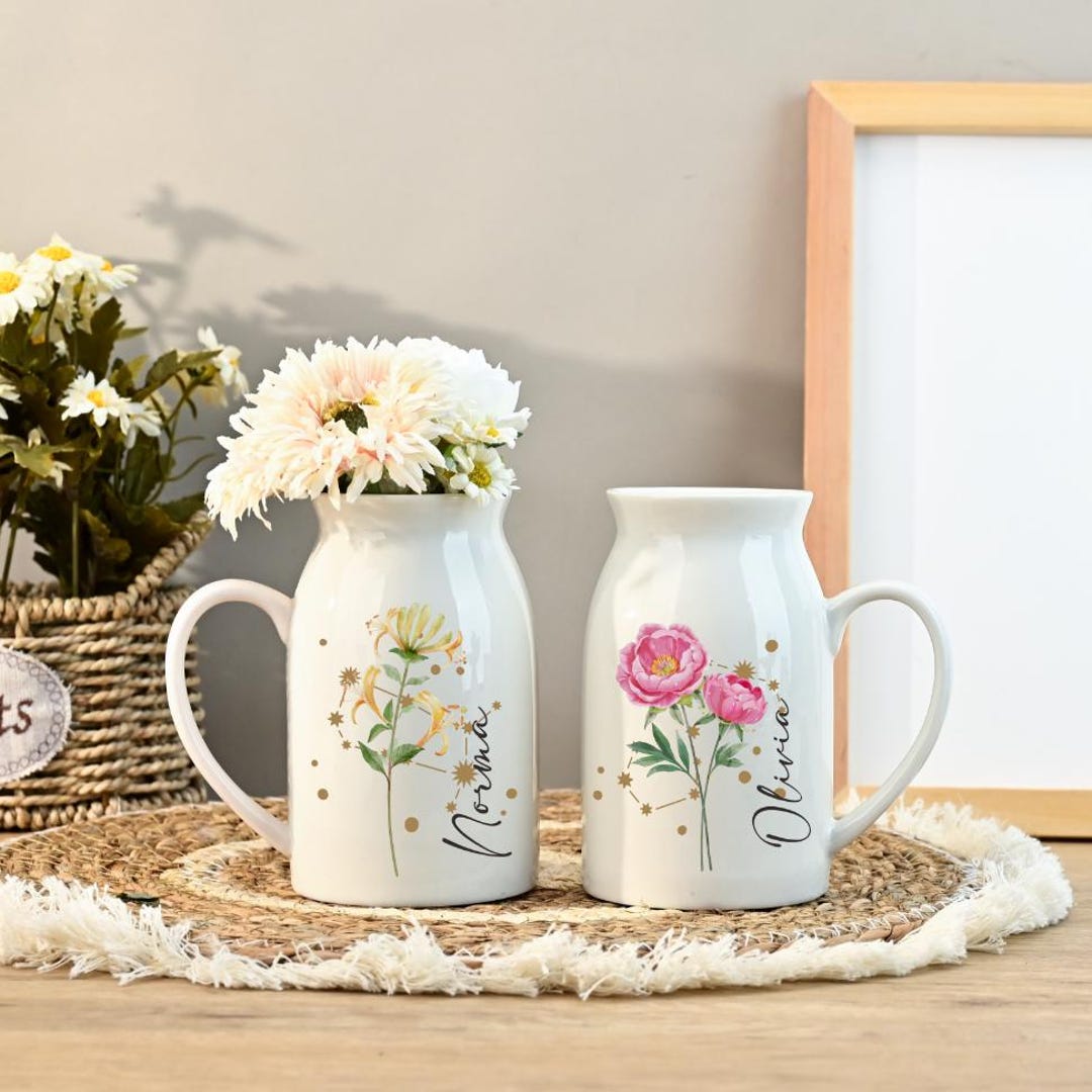 Custom Birth Flower Vase,zodiac Sign Vase,personalized Birthday Party ...