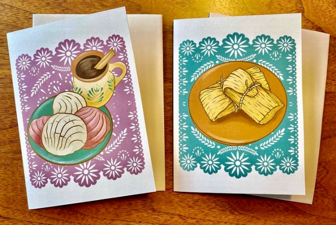 Pan Dulce Con Canela and Tamales Greeting Cards - Etsy