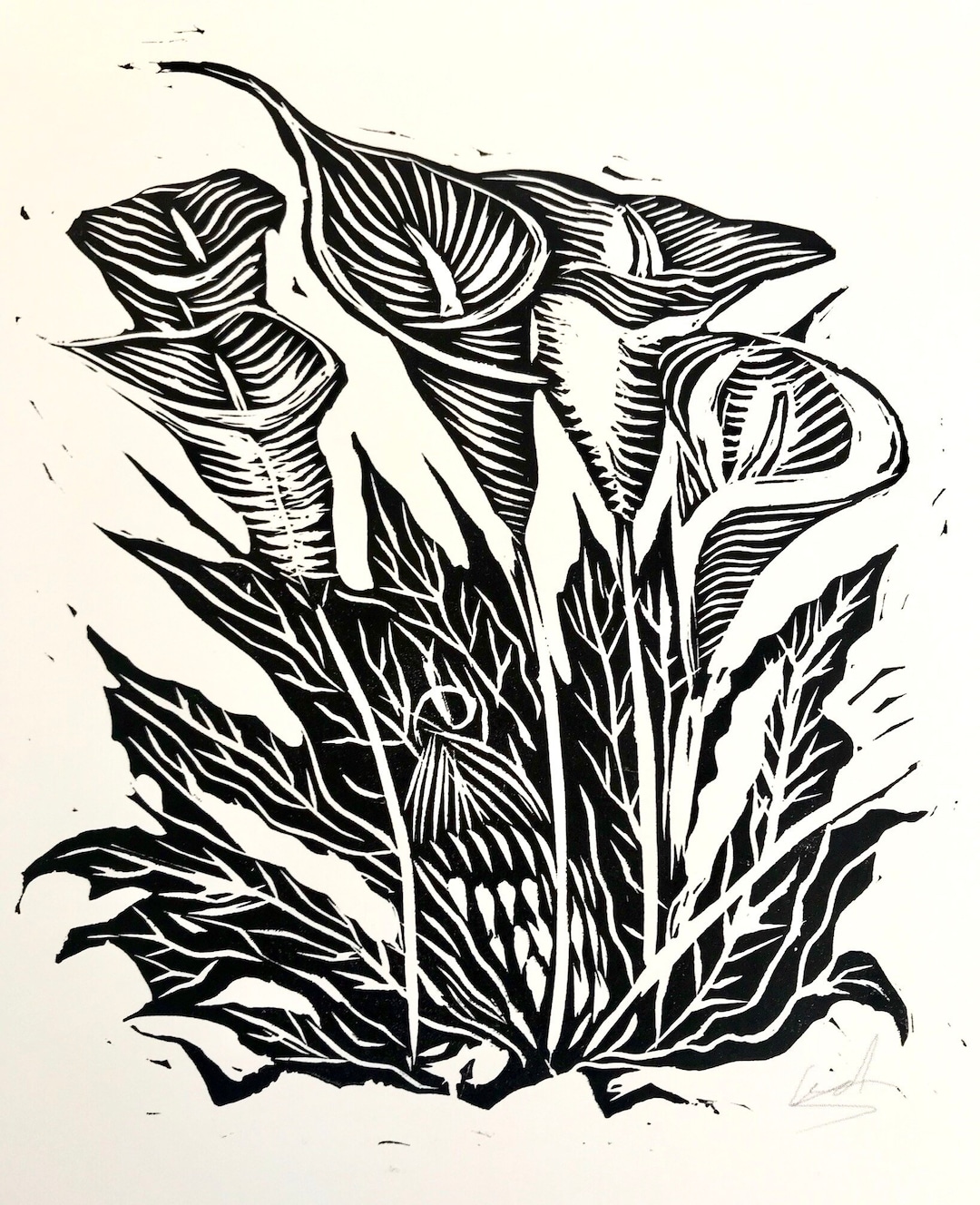 Calla Lily Lino Block Print - Etsy