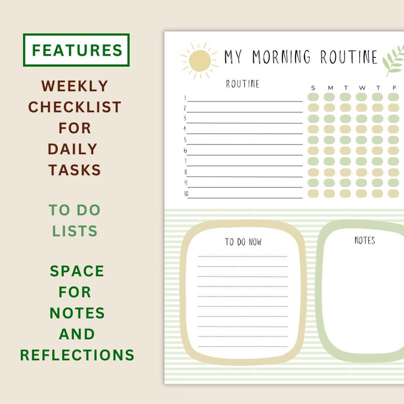 Printable Morning Routine Checklist, Evening Routine Checklist, Self ...