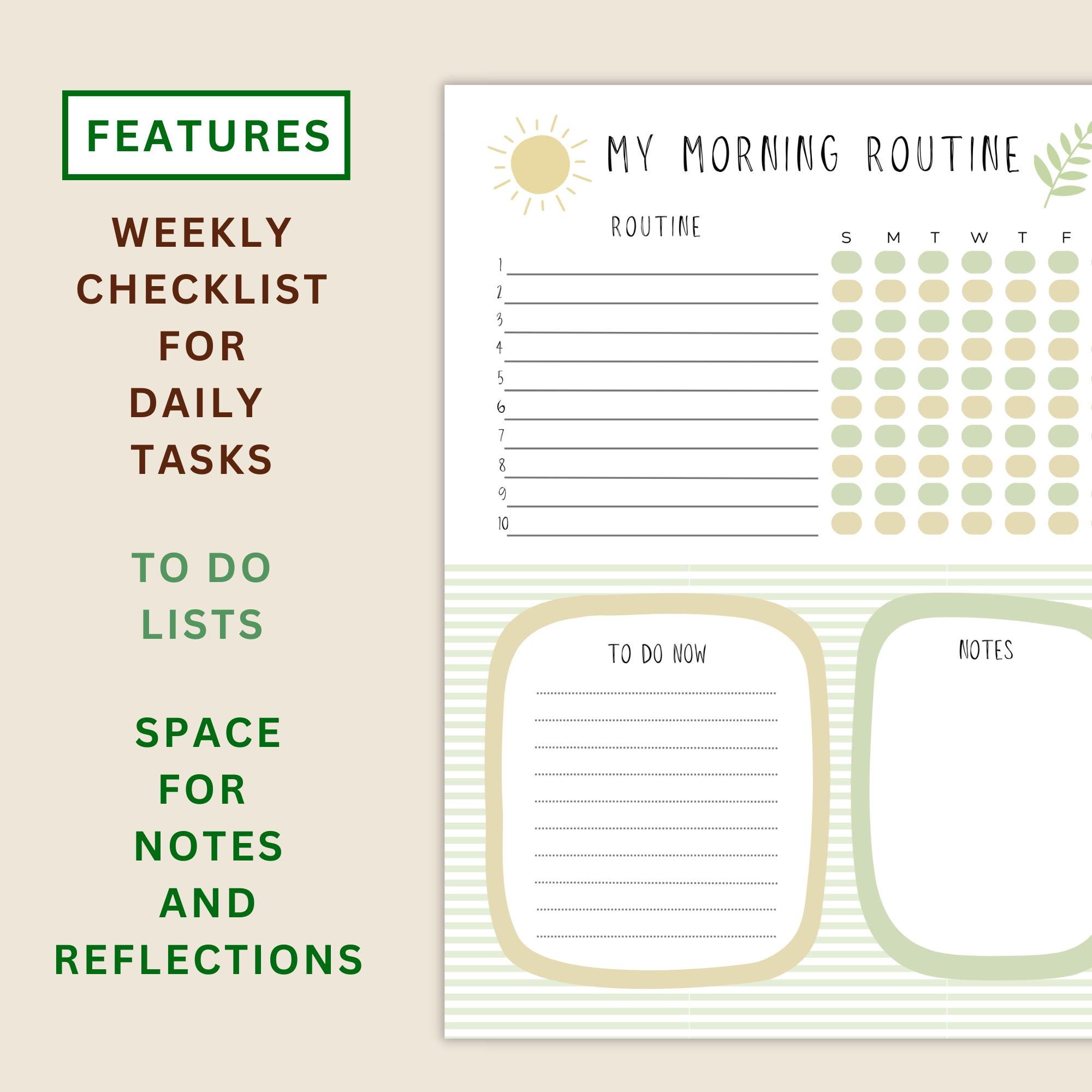 Printable Morning Routine Checklist, Evening Routine Checklist, Self ...