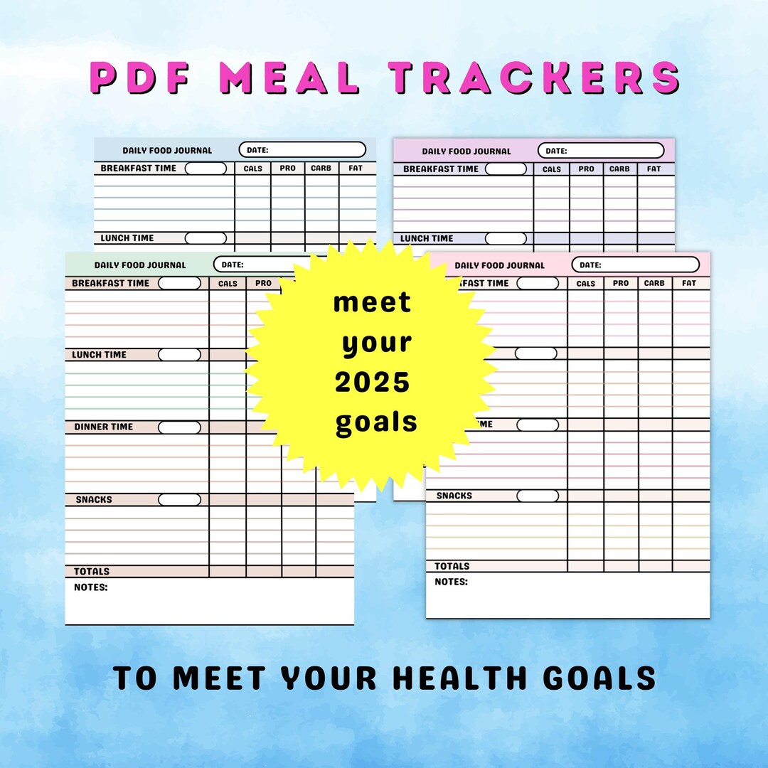 Printable Daily Food Log, Meal Tracker, Food Diary, 2025 Challenge, PDF ...