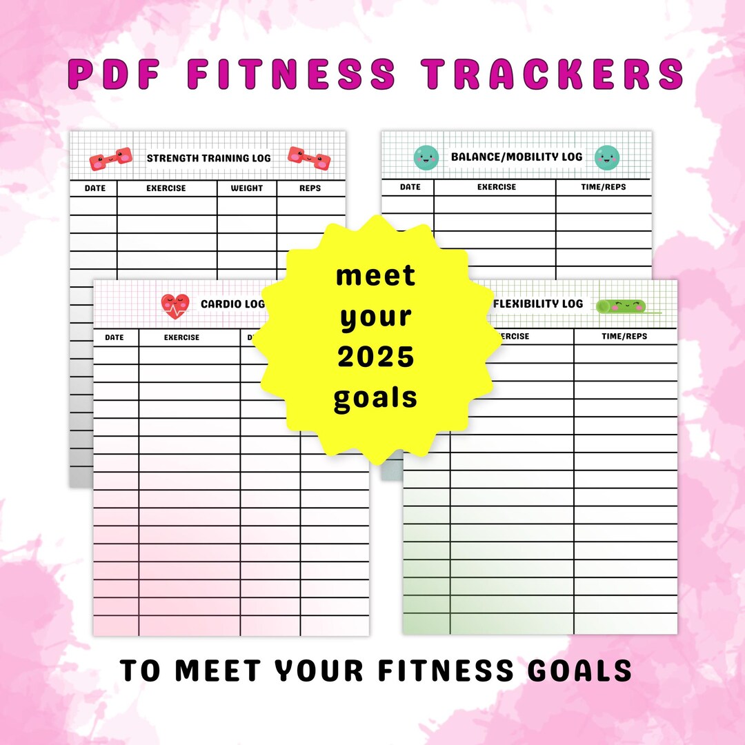 Printable Fitness Log, Exercise Tracker, Workout Planner Journal, 2025 ...
