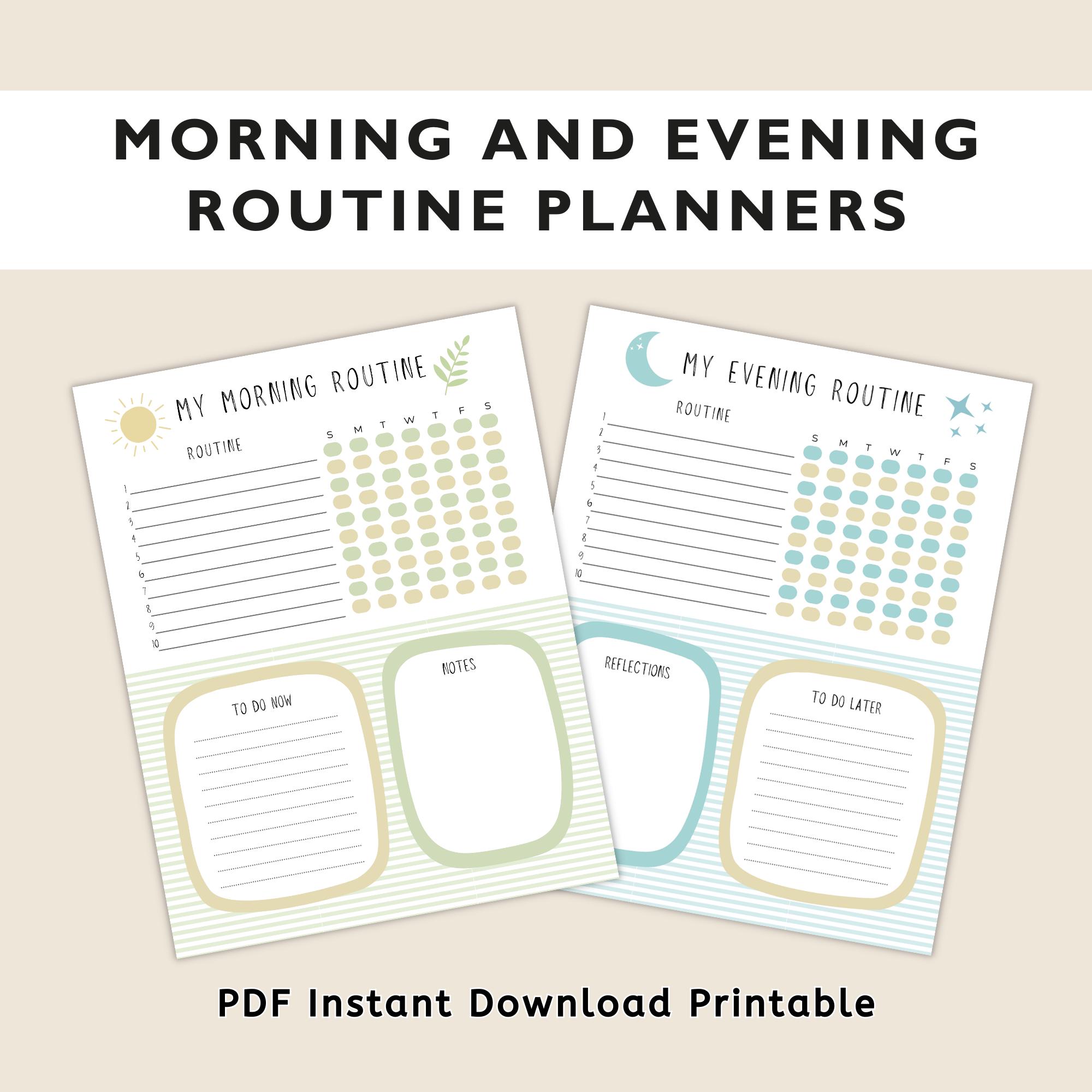 Printable Morning Routine Checklist, Evening Routine Checklist, Self ...