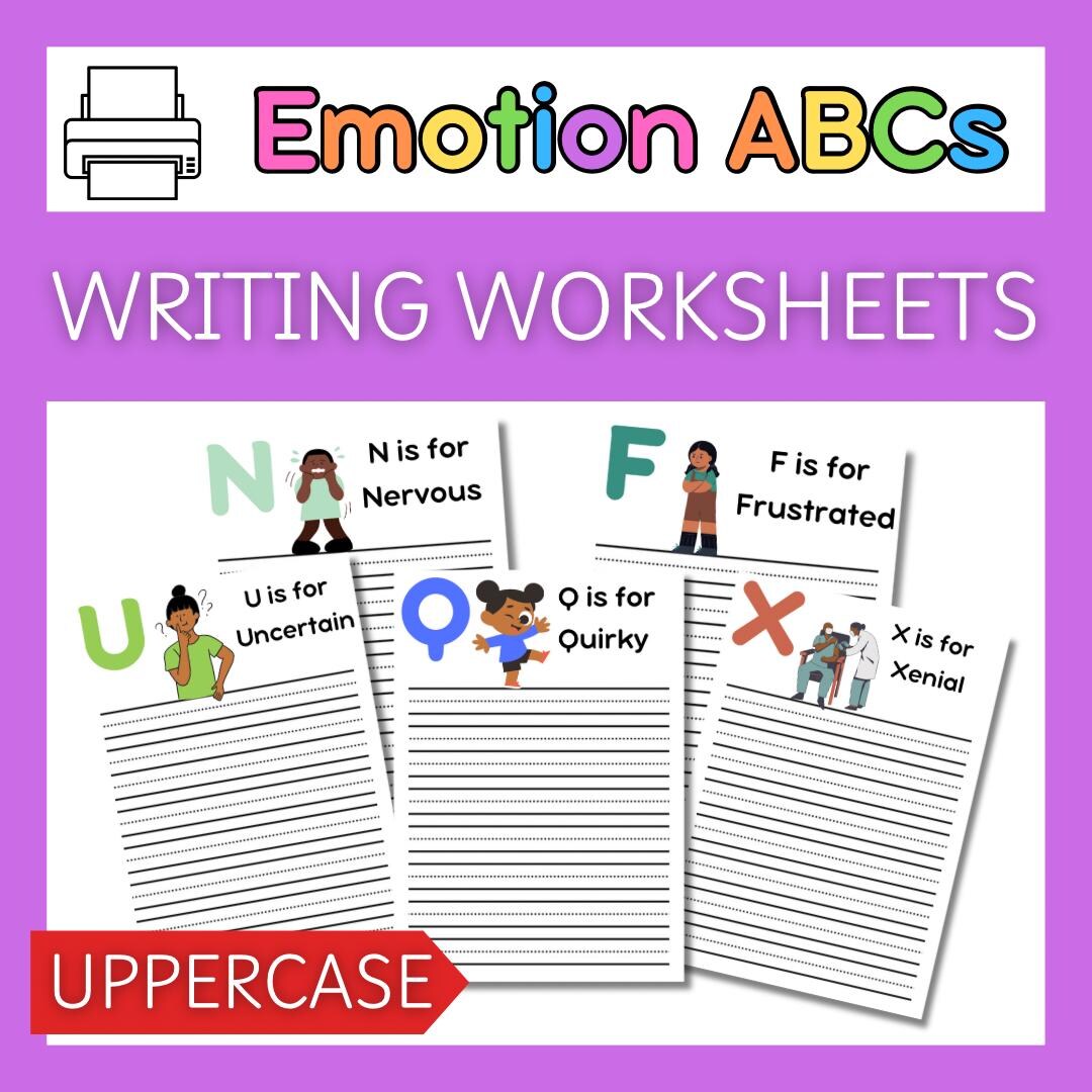 Emotions Alphabet Writing Sheets, Kindergarten and Preschool Uppercase ...