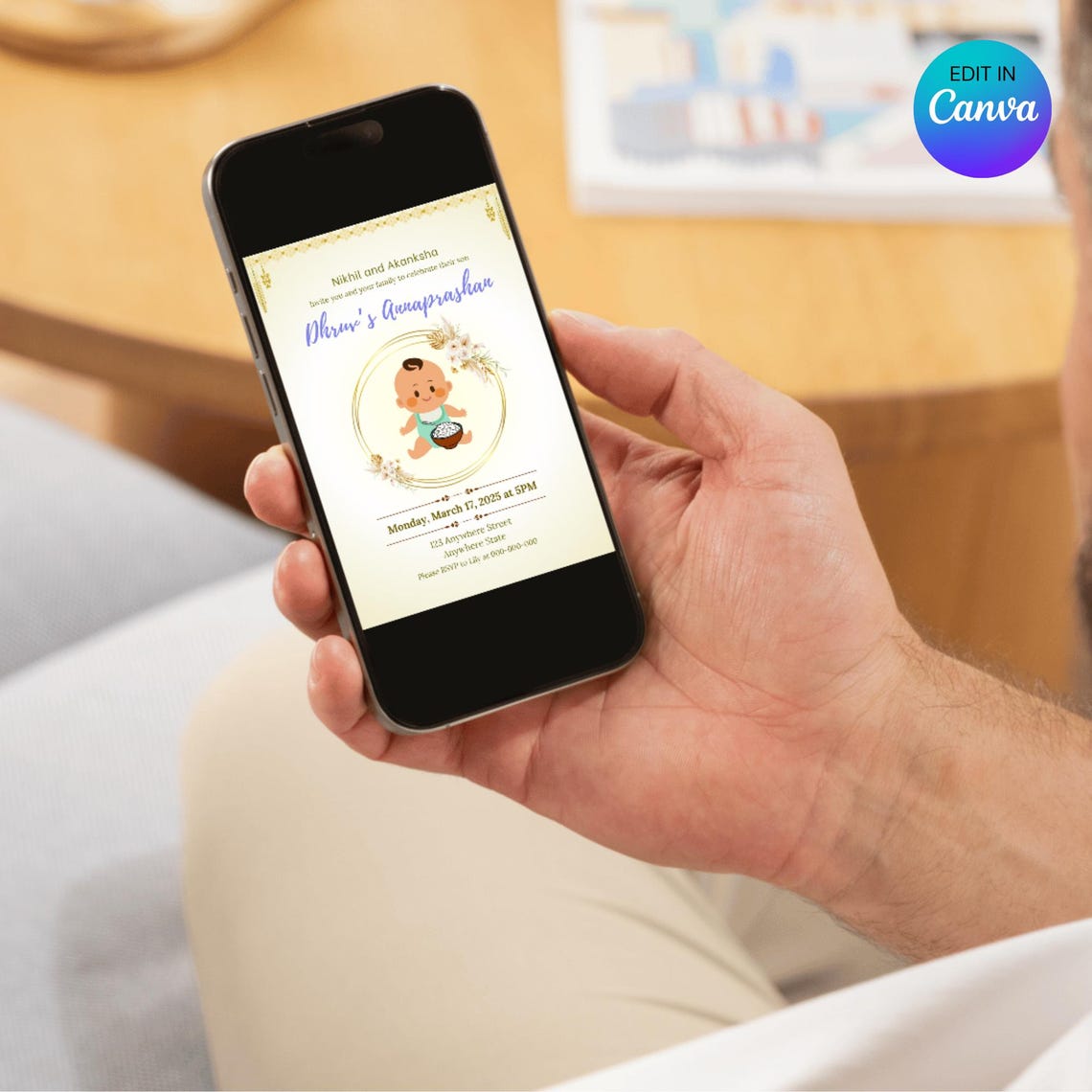 Editable Annaprashan Invitation Template, Baby Rice Ceremony Invite ...