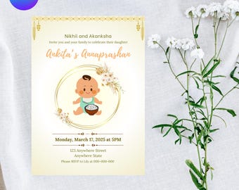 Editable Annaprashan Invitation Template, Baby Rice Ceremony Invite ...