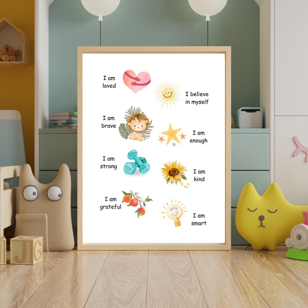 Printable Kids Positive Affirmations, Children Affirmation Wall Art ...