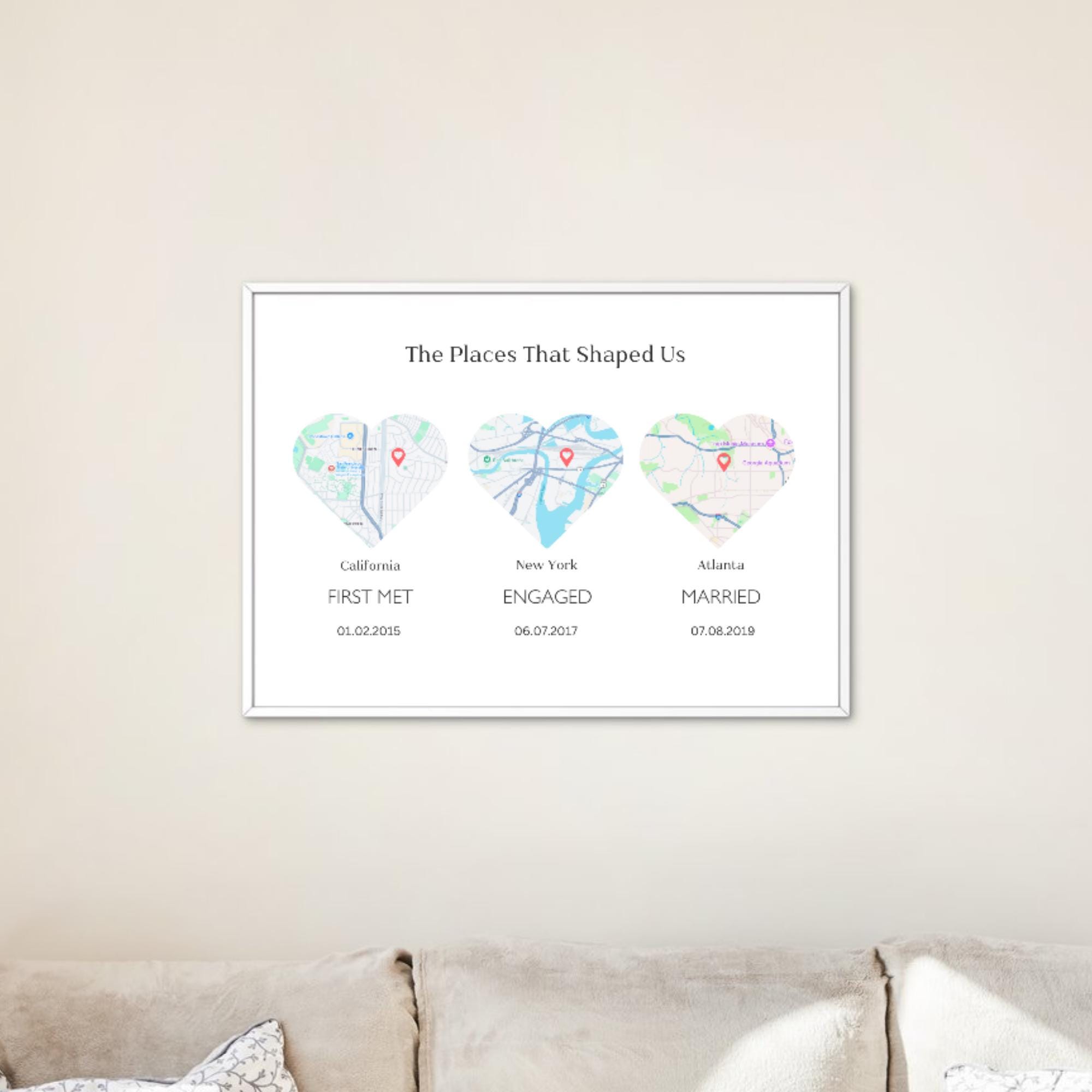 Personalized Life Map Print, Custom Anniversary Gift, Editable Digital ...