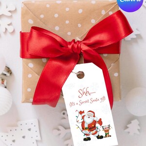 Editable Secret Santa Christmas Gift Tag Template, Cute Fun Holiday ...