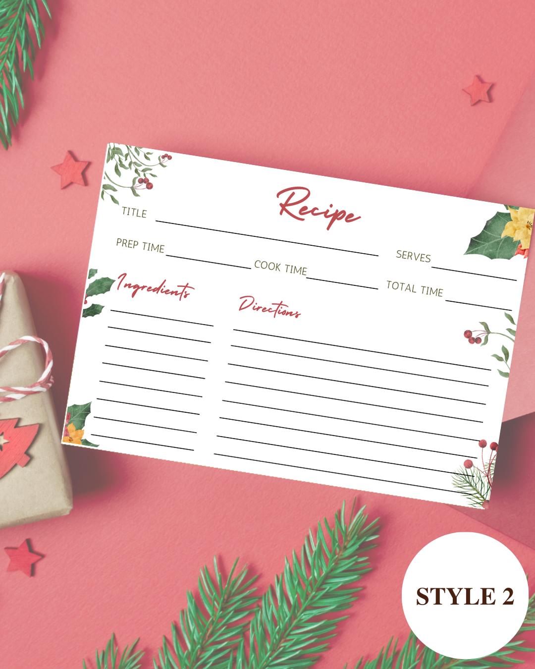 Editable Christmas Recipe Card DIY, Printable Personalized Simple ...