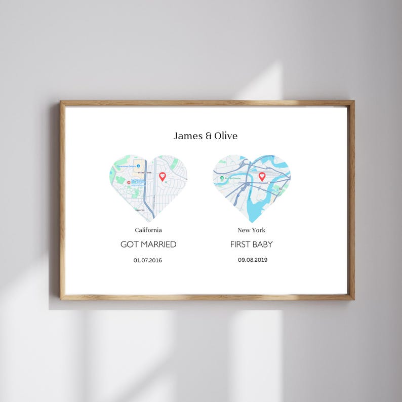 Personalized Life Map Print, Custom Anniversary Gift, Editable Digital ...