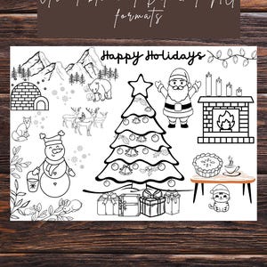 Printable Christmas Activity Placemat, Christmas Coloring Page, Holiday ...