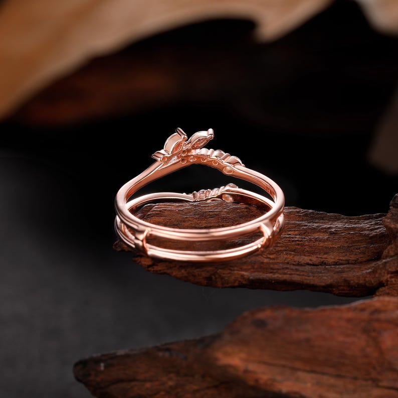 Enhancer Wedding Band Marquise Cut Diamond Ring Jacket Rose Gold Ring ...