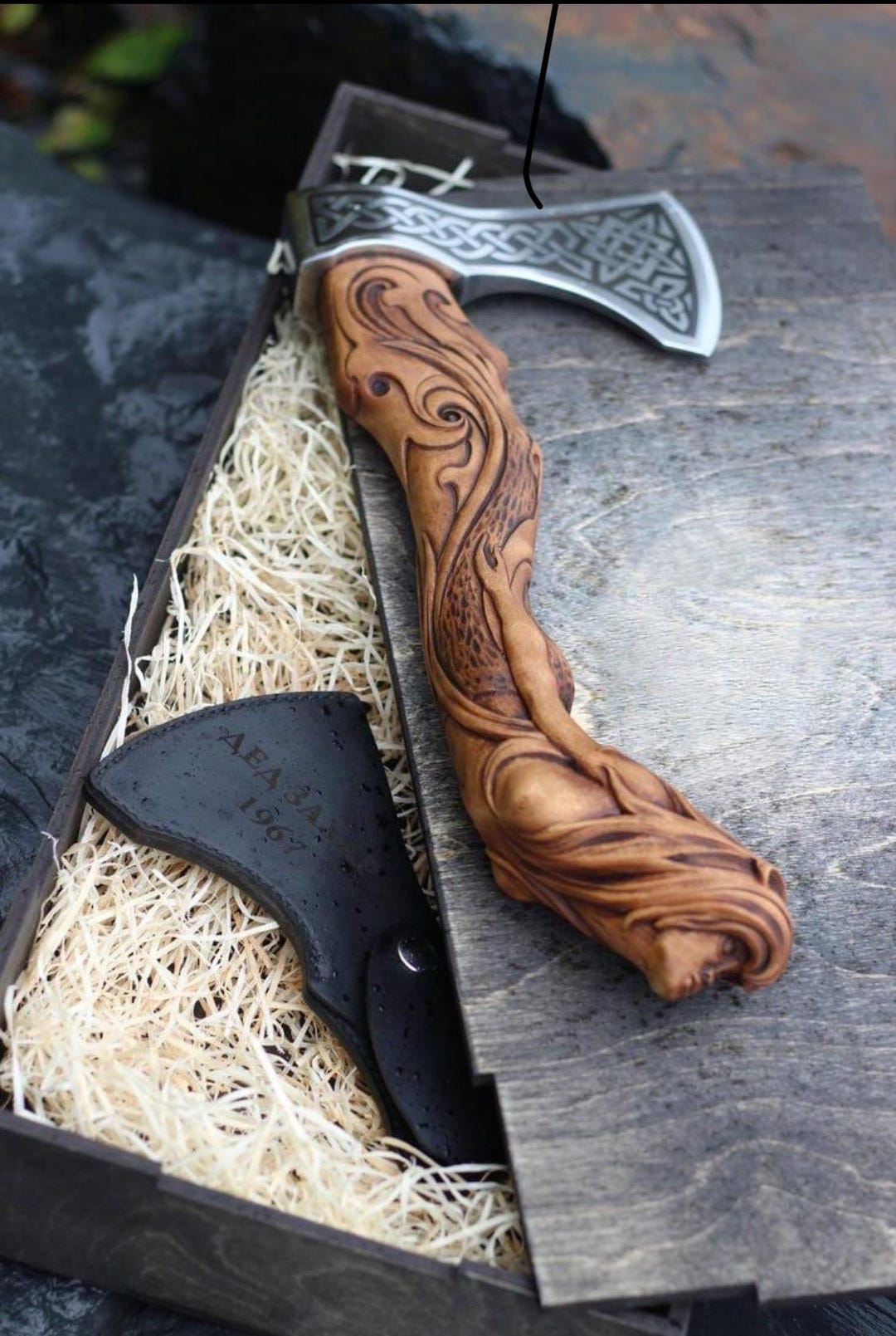 Handmade Norse Viking Axe – Forged Carbon Steel Blade With Engraved ...
