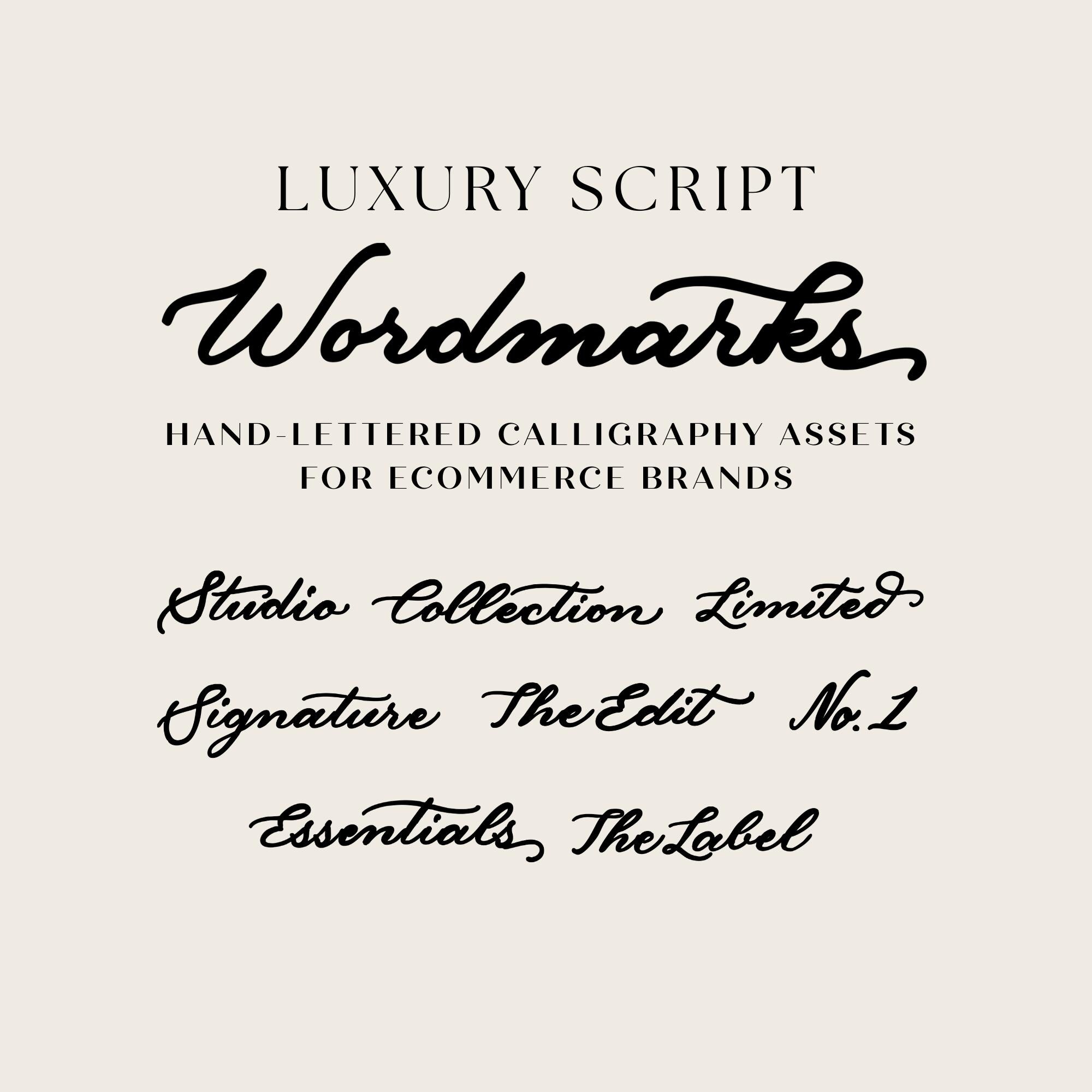 Luxury Script Wordmarks for Branding & Shopify | Handwritten ...