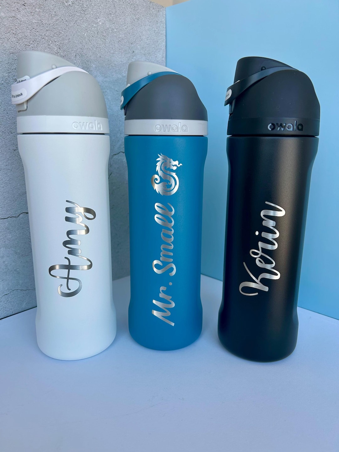 Personalized Owala 24oz Freesip Water Bottle Stainless Steel, Laser ...