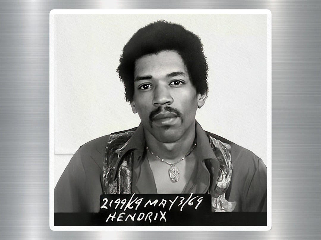 Jimi Hendrix, Mugshot, Magnet, 1969, Toronto, Rock Legend, Vintage ...