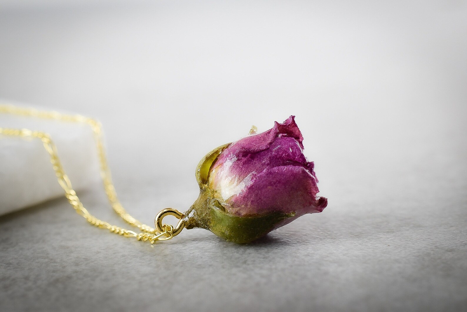 Romantic Rose Bud Necklace 925 Sterling Gold Plated Chain - Etsy