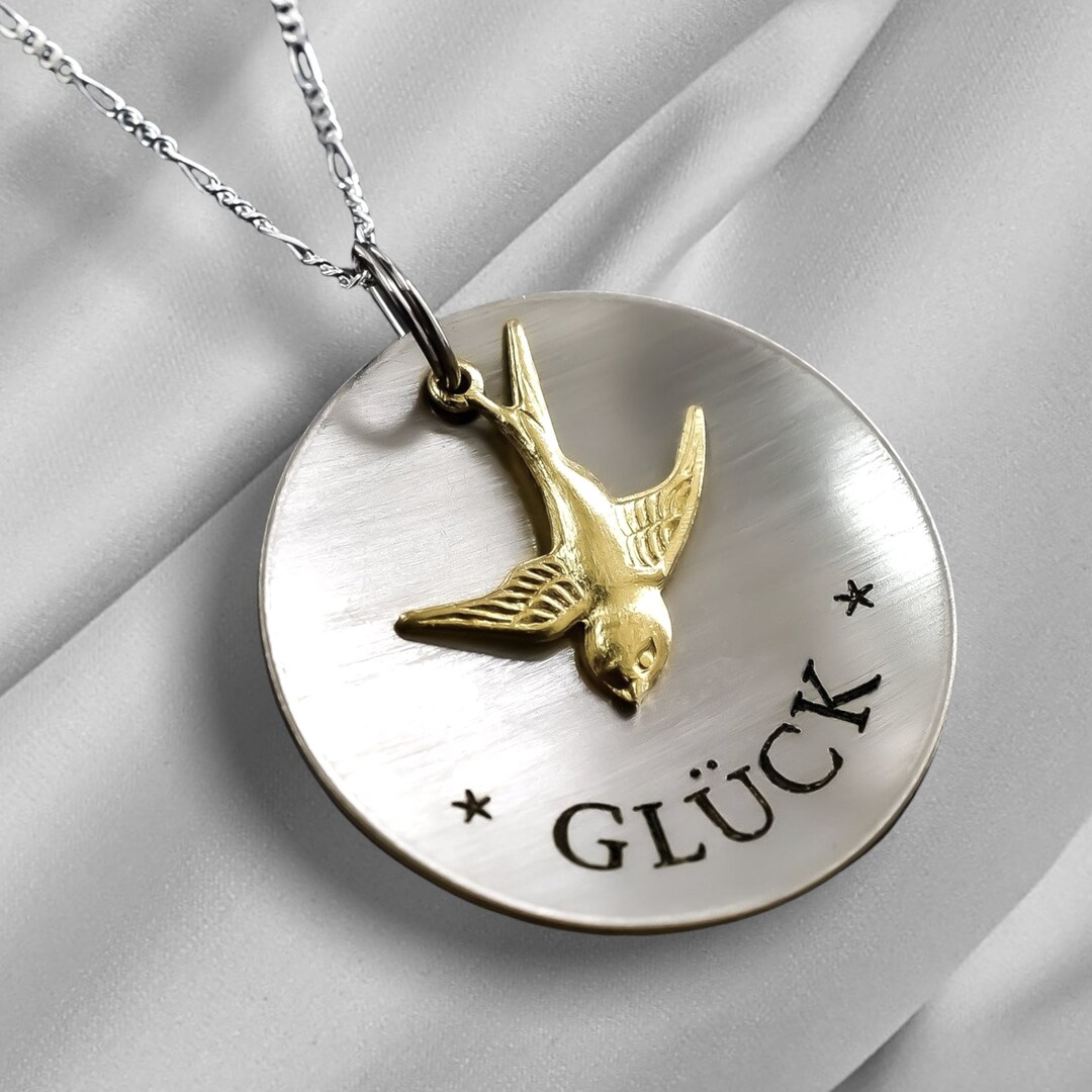 Gold Luck Medallion with Swallow Charm Good Luck Round Circle Coin ...