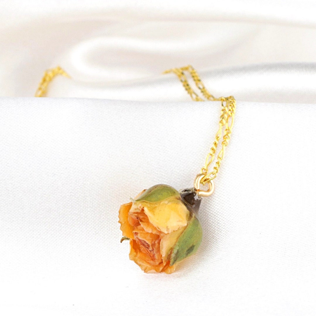 Preserved Rose Necklace - 925 Sterling Silver - Rosebud Romantic ...