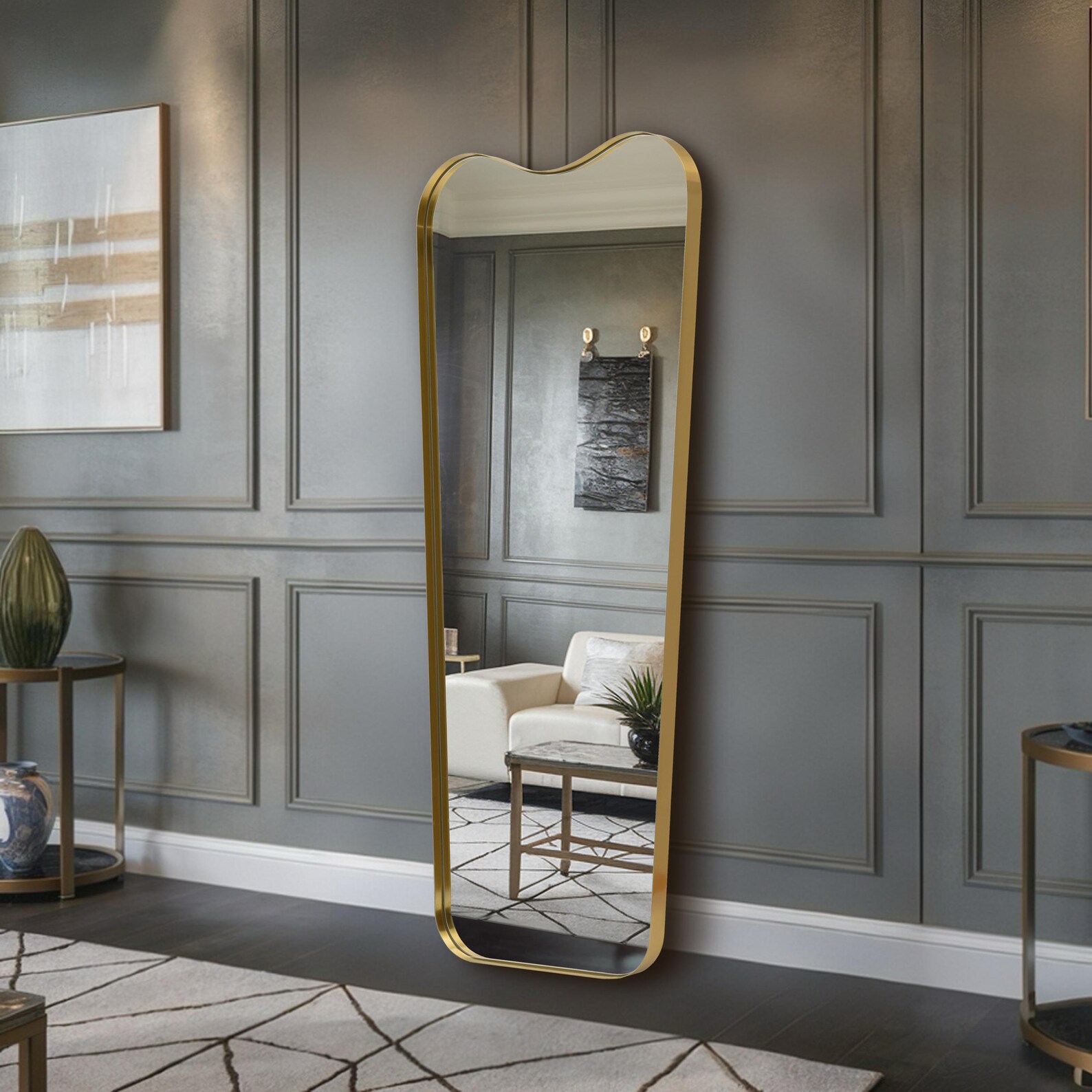 Freya Aurora Wavy Full Length Mirror: Modern Gold Frame - Etsy