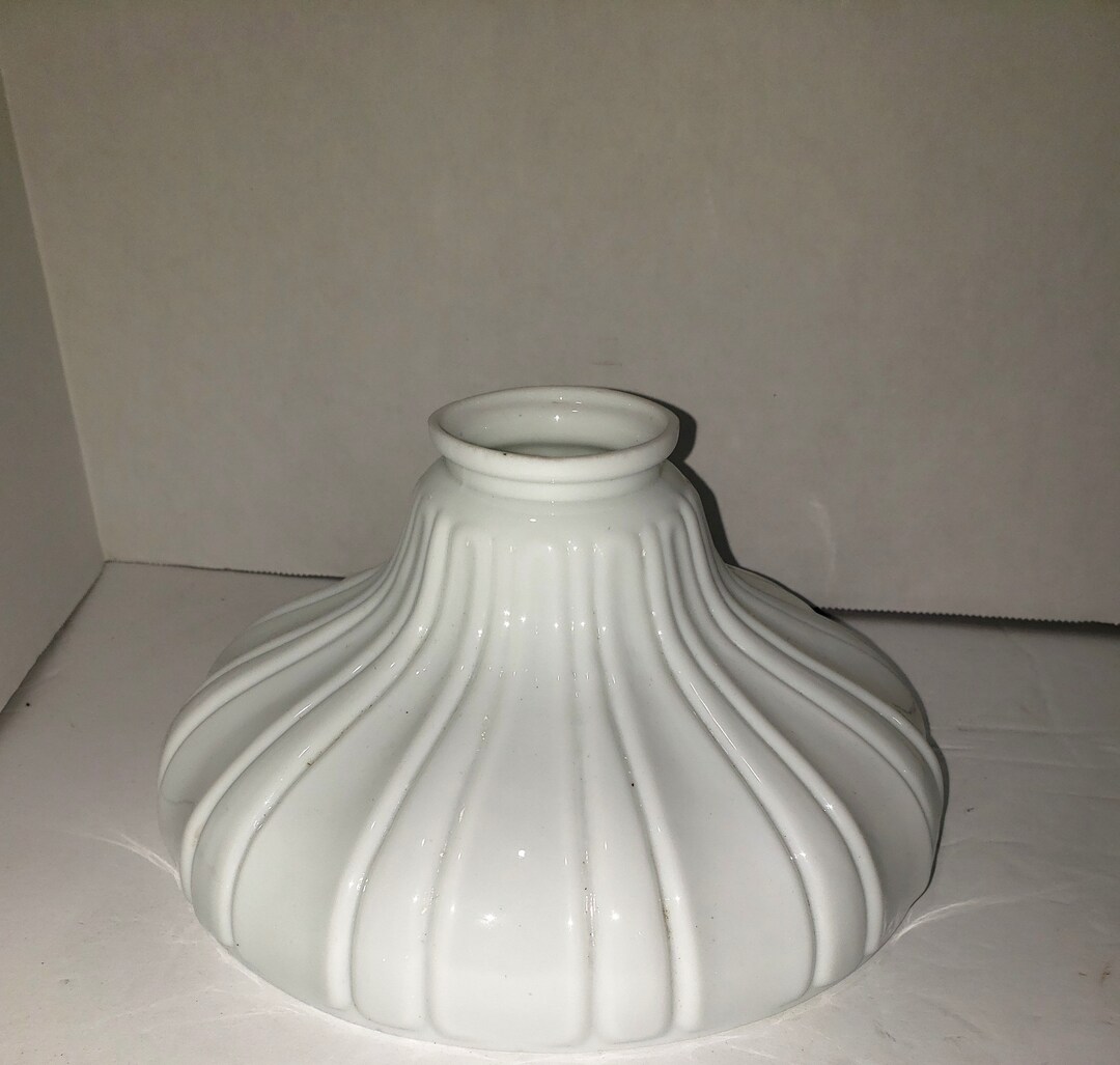 Vintage White Ribbed Glass Lamp Shade Fitter 2 1/8 - Etsy