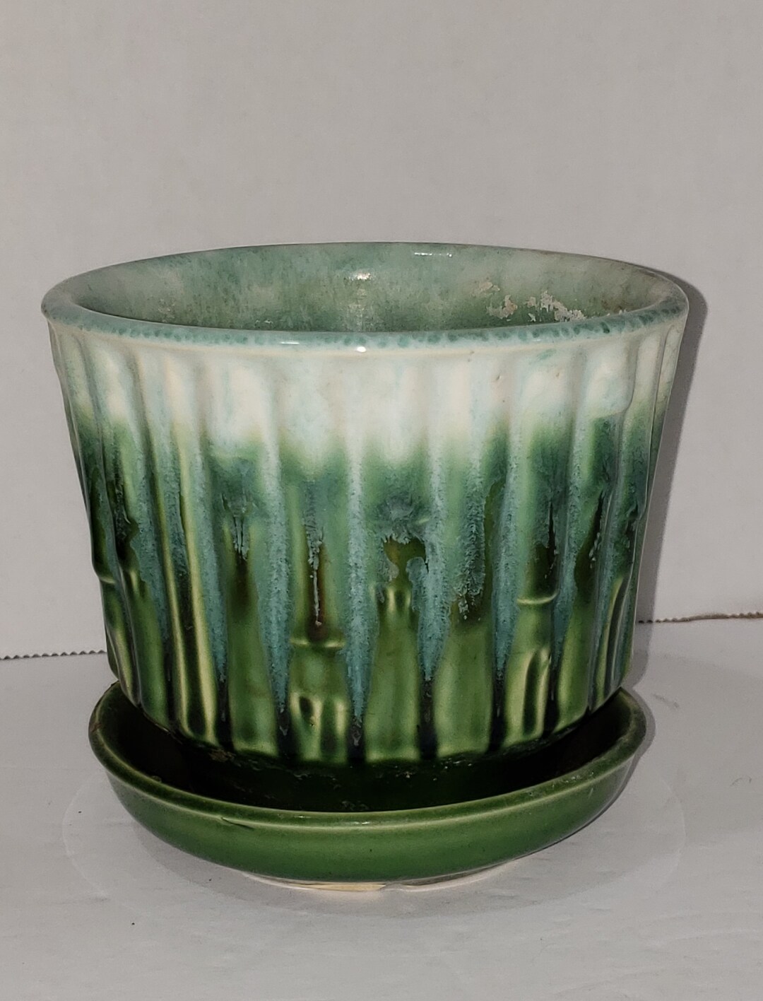Vintage Mccoy Pottery Green Bamboo Flower Pot Planter 0372 - Etsy