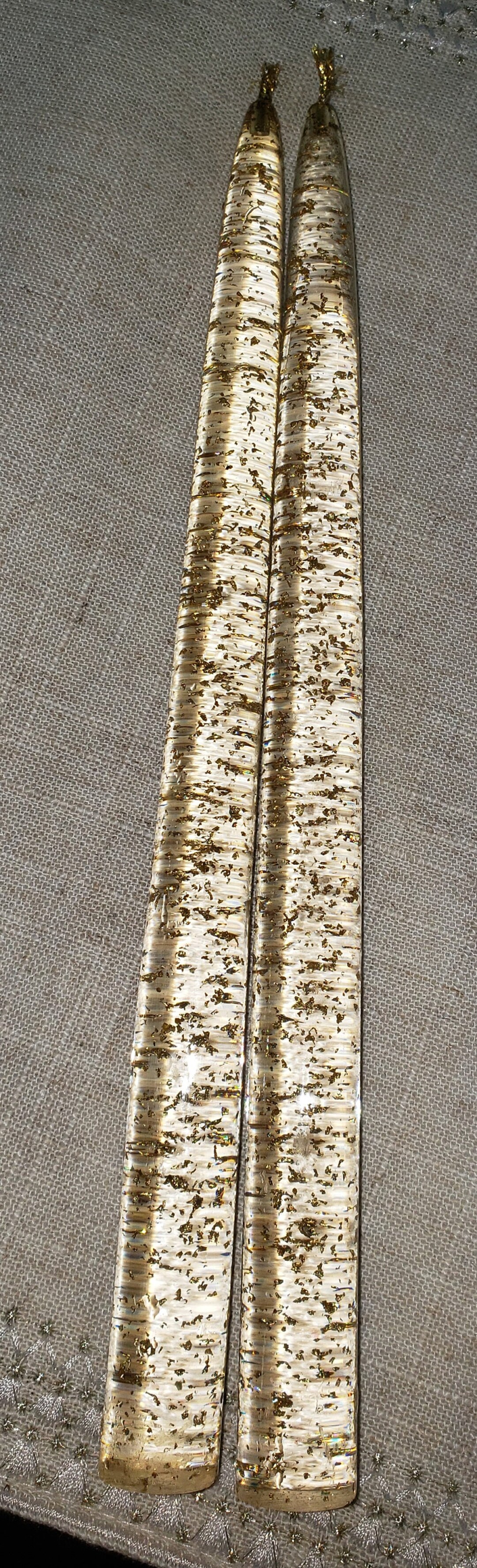 Mid Century Clear Lucite Candle Sticks Gold Flakes Flecks 11.5" - Etsy