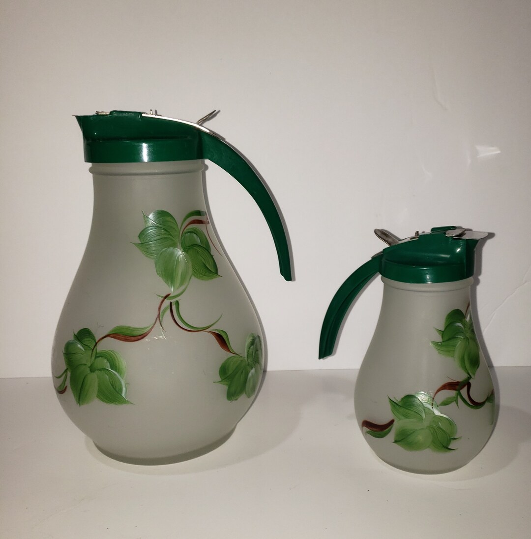 Vintage Dripcut Metlox Ivy Poppytrail Leaf Syrup Pitcher and Batter Jug ...