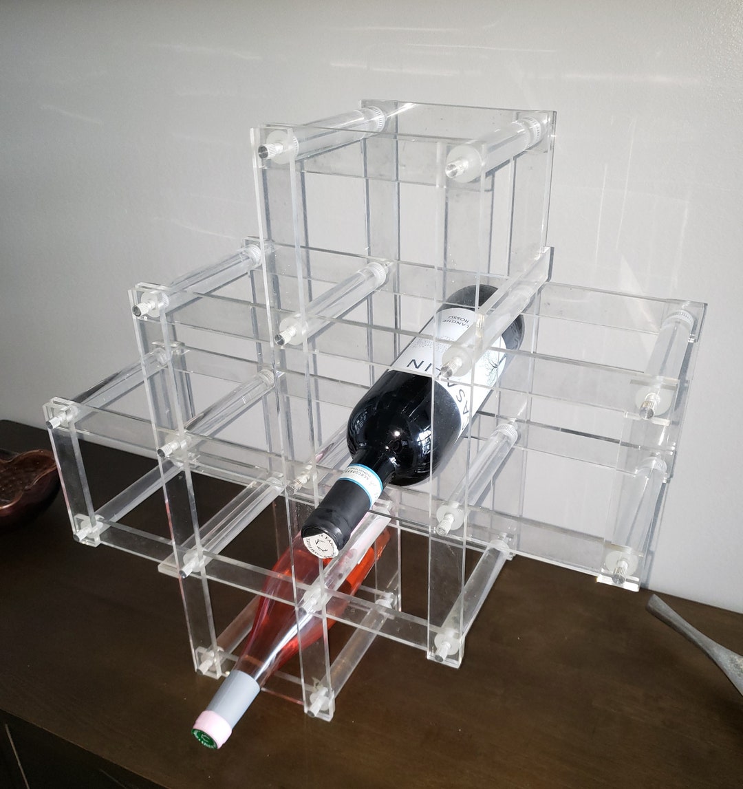 MCM Mid Century Modern Lucite Wine Bottle Rack - Etsy