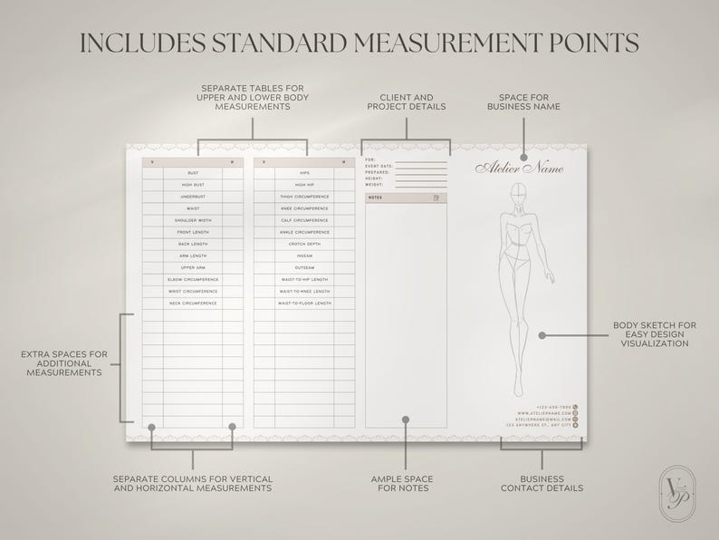 Beginner Friendly Body Measurement Chart and Guide Editable Men and ...