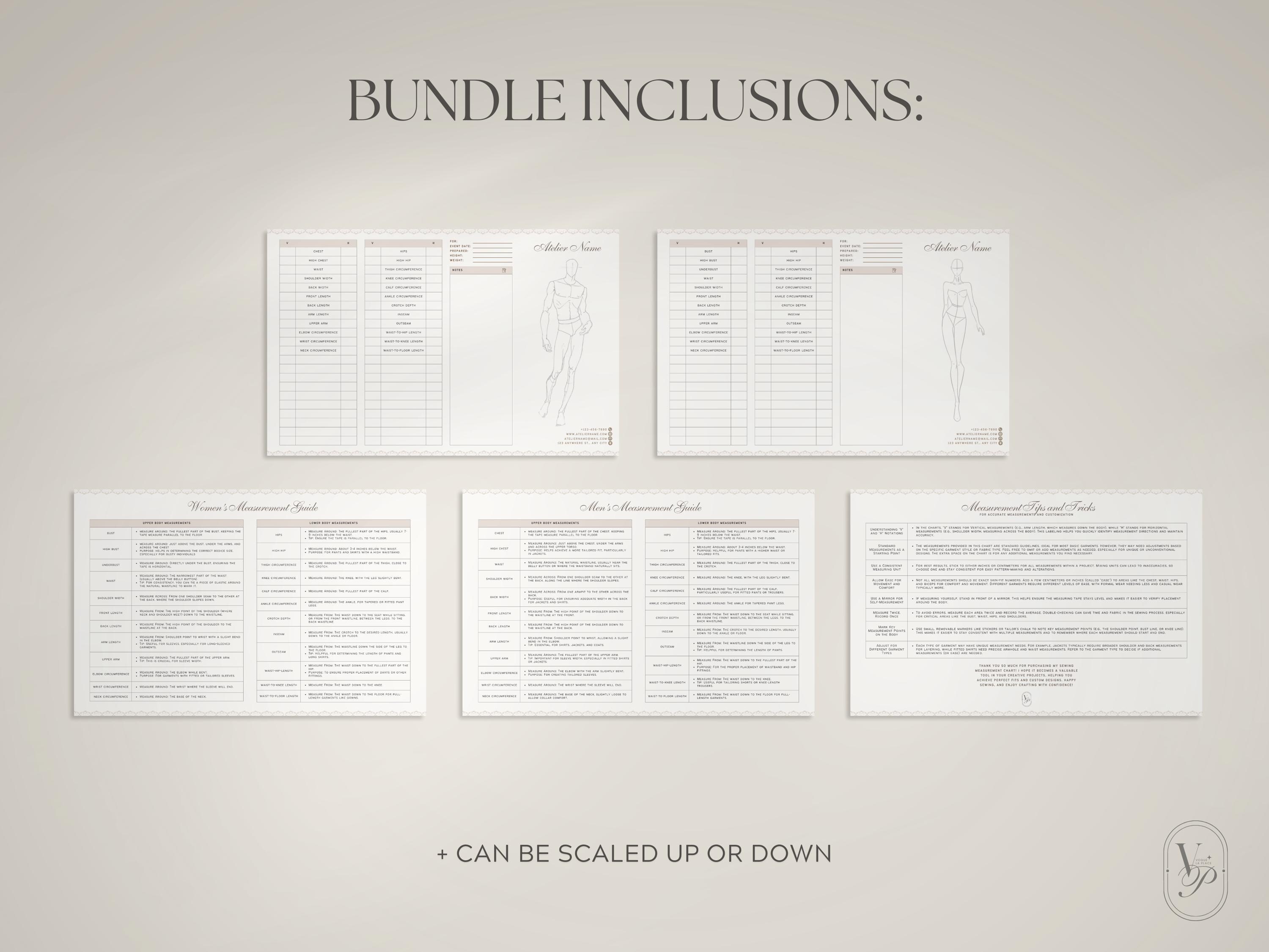 Beginner Friendly Body Measurement Chart and Guide Editable Men and ...