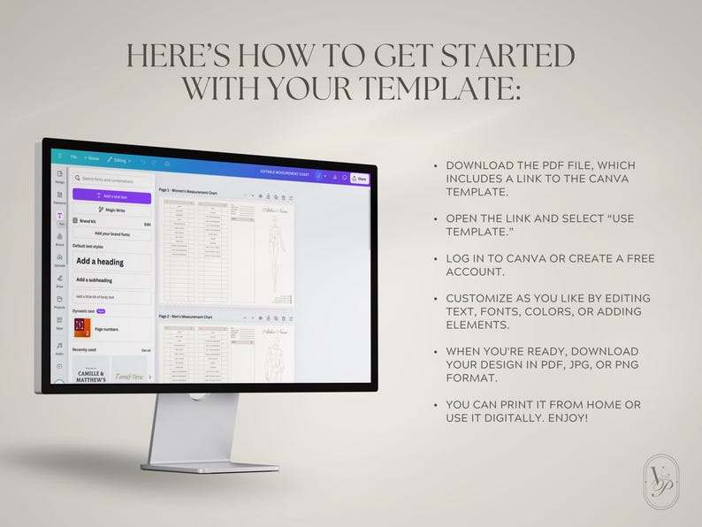 Beginner Friendly Body Measurement Chart and Guide Editable Men and ...