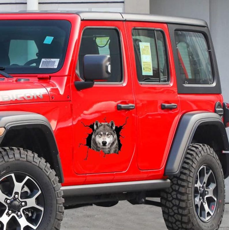 Wolf Car Cracking Sticker 3D Vinyl Waterproof Wolf Auto Decals for Wall ...