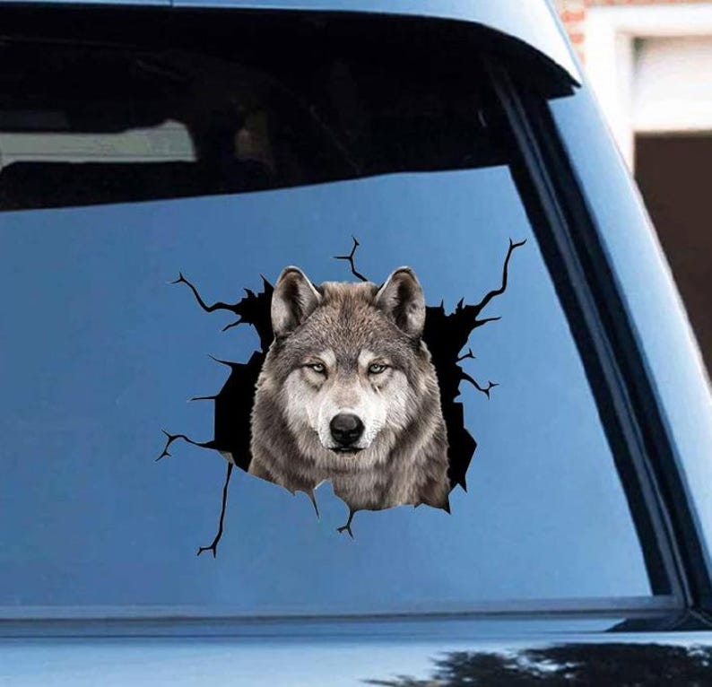 Wolf Car Cracking Sticker 3D Vinyl Waterproof Wolf Auto Decals for Wall ...