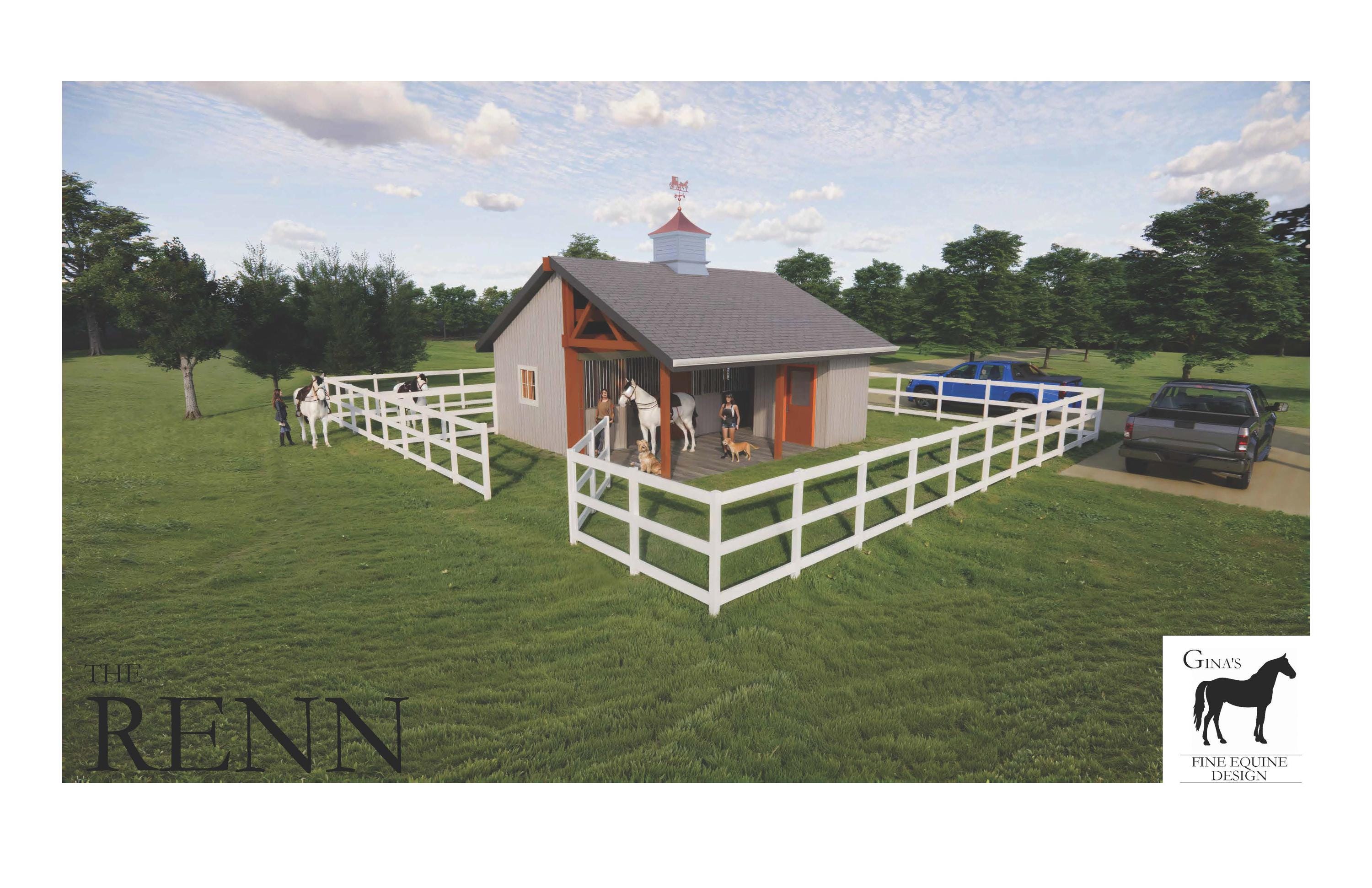 Two Stall Horse Barn Plan, Tack & Feed Room (PDF) - Etsy