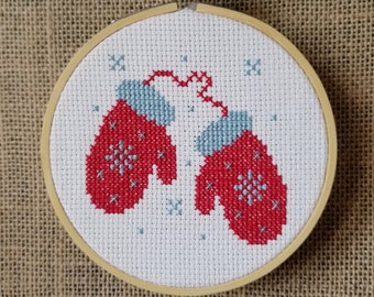 Cozy Knit Mittens Cross Stitch Pattern. Winter Modern Simple Cute ...