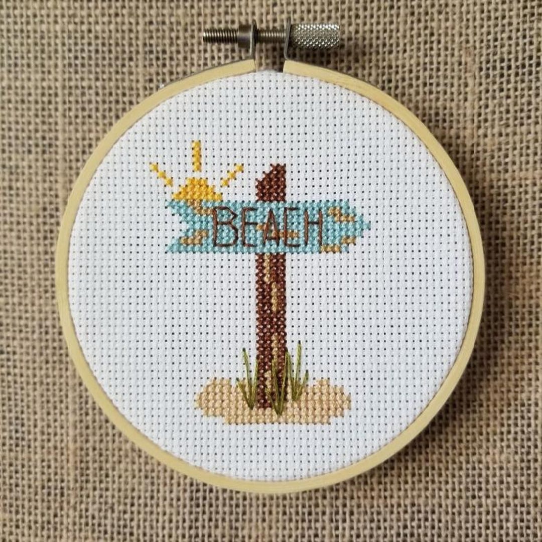 Counted Cross Stitch Beach Sign Pattern - PDF Download - Etsy