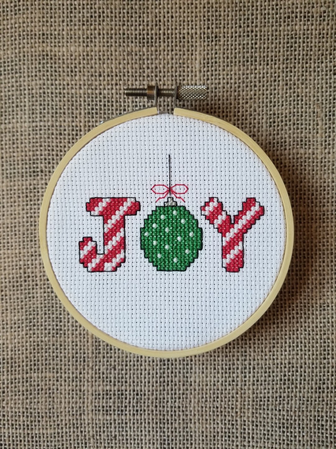 Counted Cross Stitch Joy Candy Cane Pattern PDF Download - Etsy