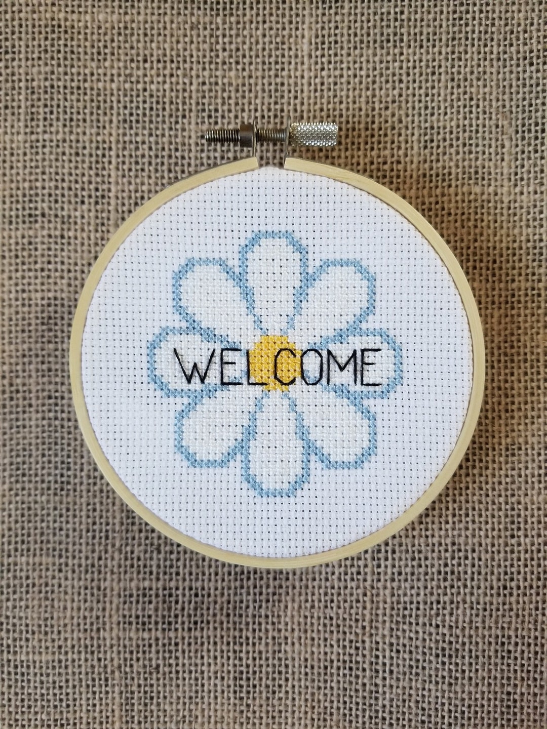 Counted Cross Stitch Welcome Daisy Pattern - PDF Download - Etsy