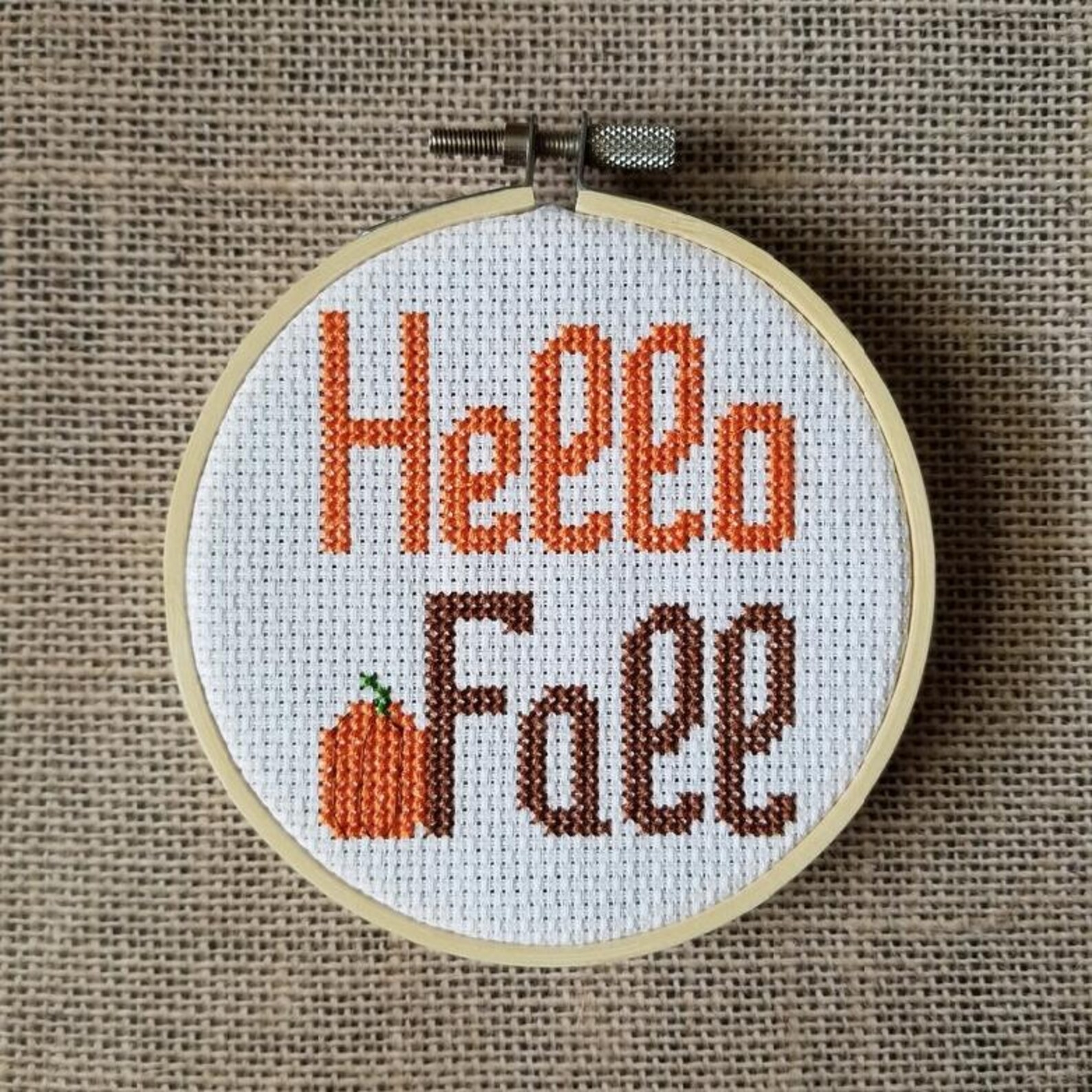 Counted Cross Stitch Hello Fall Pumpkin Pattern - PDF Download - Etsy