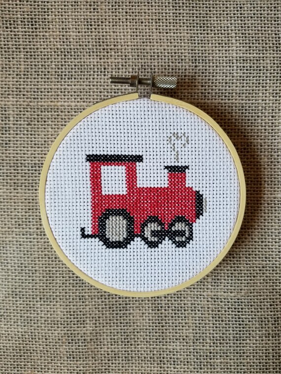 Counted Cross Stitch Red Train Engine Pattern PDF Download - Etsy